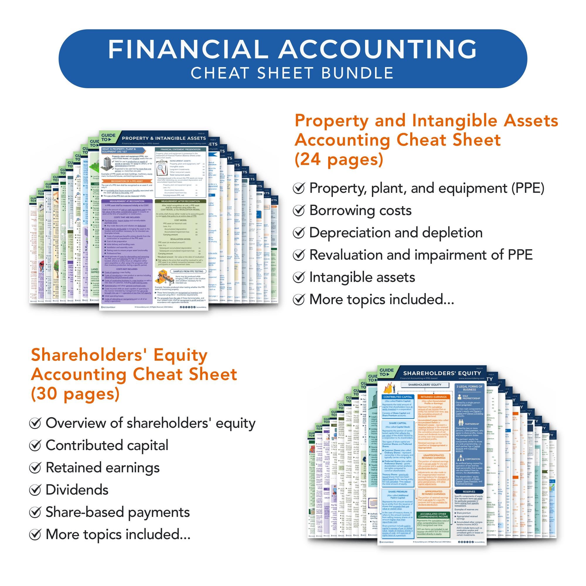 FINANCIAL ACCOUNTING Cheat Sheets BUNDLE Accountant Study Guide Bookkeeping Cpa Exam Student ...