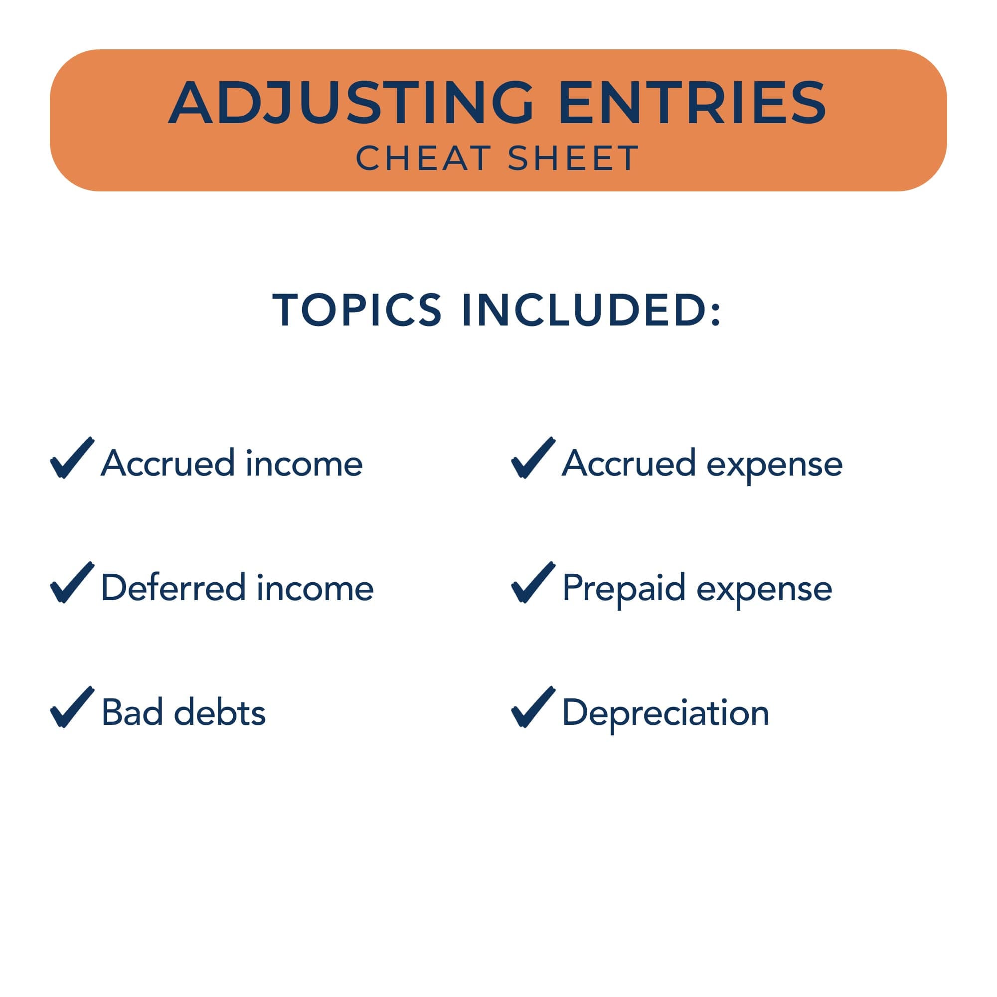 Accounting Cheat Sheet ADJUSTING ENTRIES Student Accounting Study Guide Bookkeeping CPA Exam ...