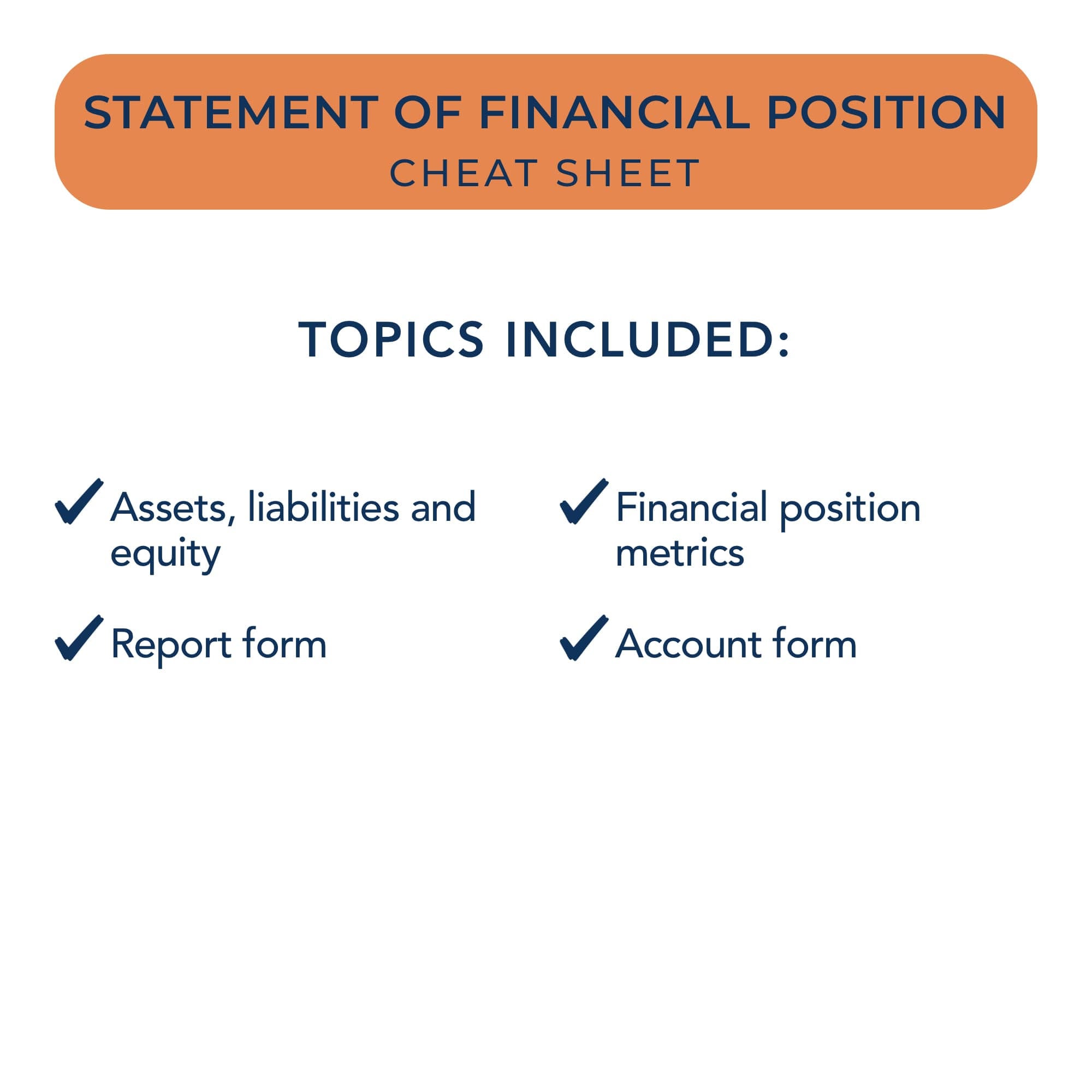 Accounting Cheat Sheet STATEMENT of FINANCIAL POSITION Balance Sheet ...