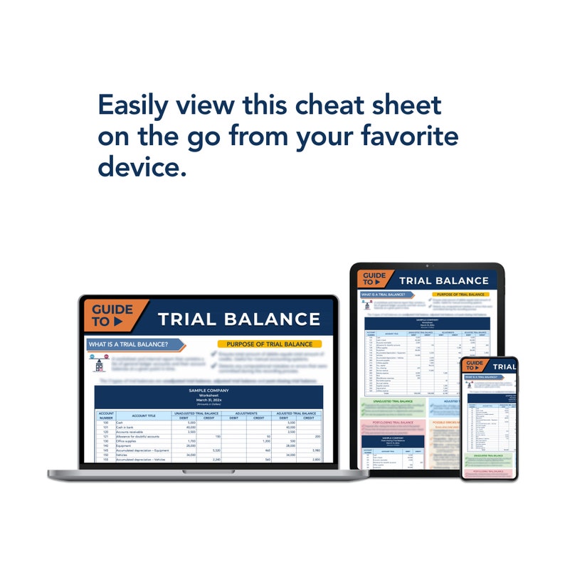 Accounting Cheat Sheet TRIAL BALANCE Accountant Study Guide Student ...