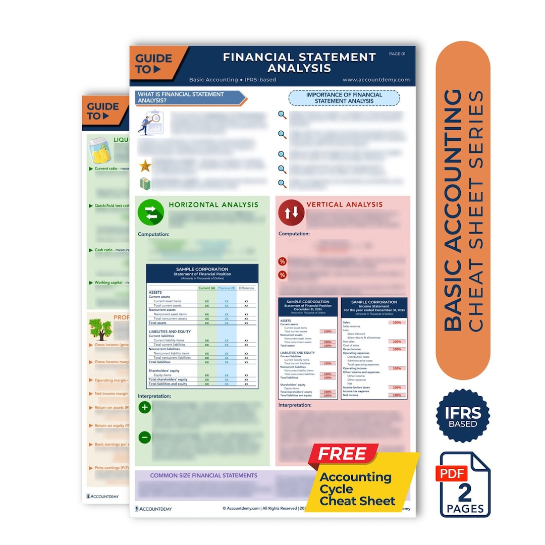 Accounting Cheat Sheet FINANCIAL STATEMENT ANALYSIS Student Accounting ...