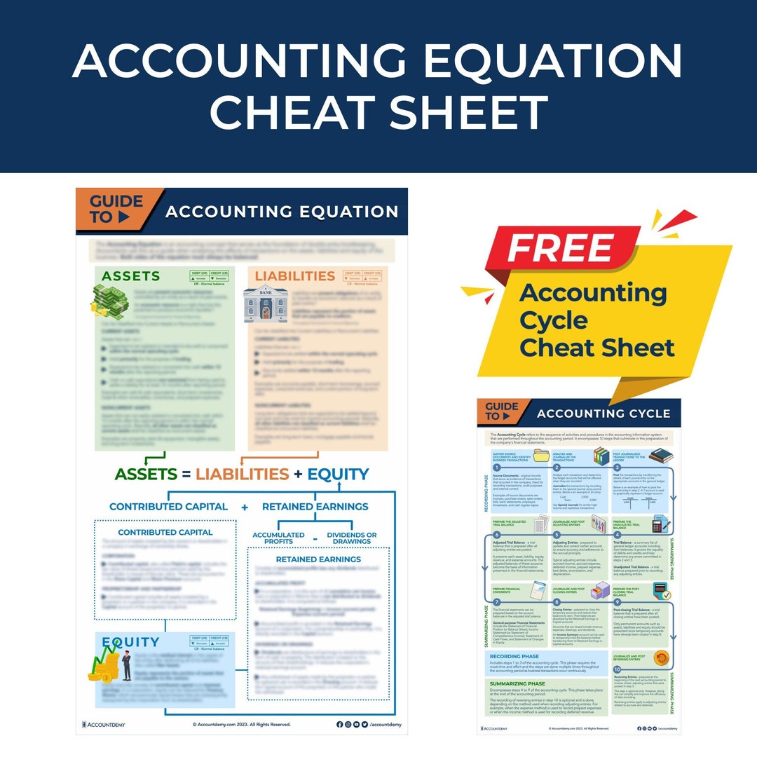 Accounting Cheat Sheet Accounting Equation Accountant Study - Etsy