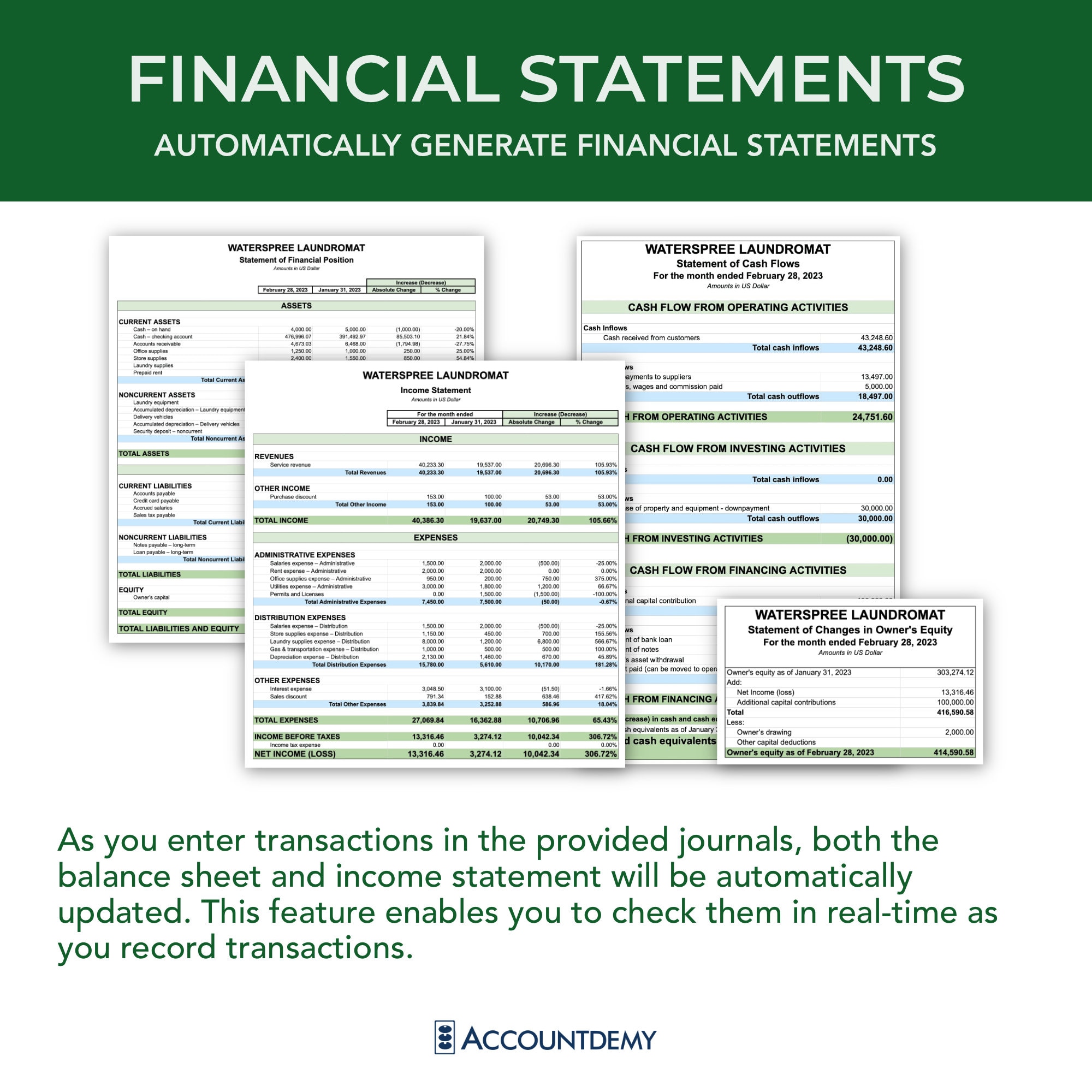 Accounting Spreadsheet for SOLE PROPRIETORSHIP Service Business Small ...
