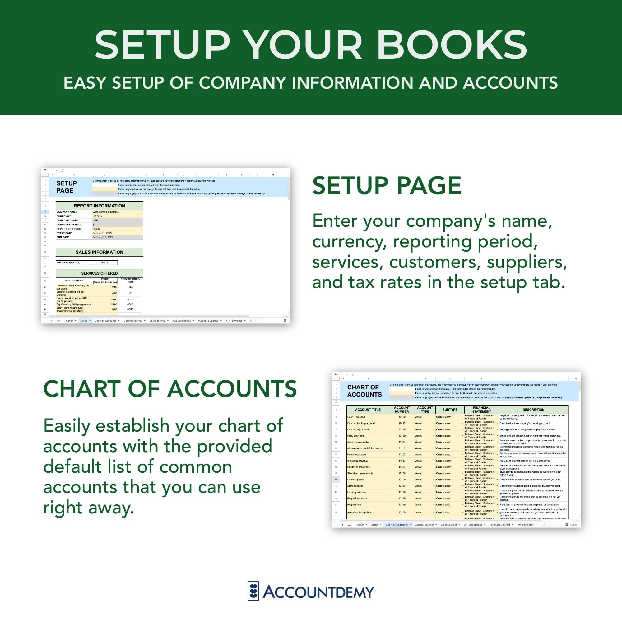 ACCOUNTING SPREADSHEET BUNDLE for Service Business Small Business ...