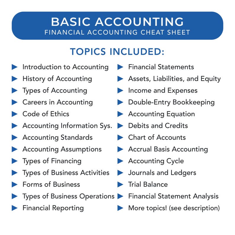 BASIC ACCOUNTING Cheat Sheet (2nd Edition) Financial Accounting Study ...