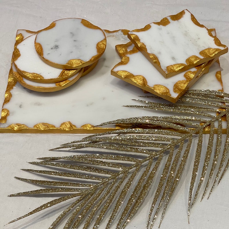 Marble Coaster Set - Etsy