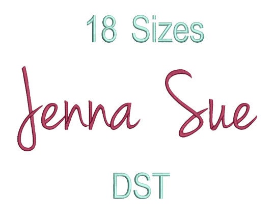 Jenna Sue Font,dst,calligraphy Fonts,machine Embroidery,embroidery Font ...