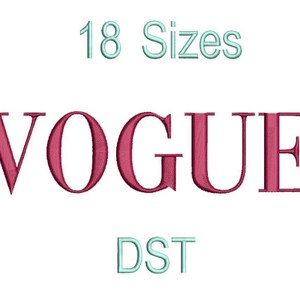 Vogue Font,dst,calligraphy Fonts,machine Embroidery,embroidery Font ...