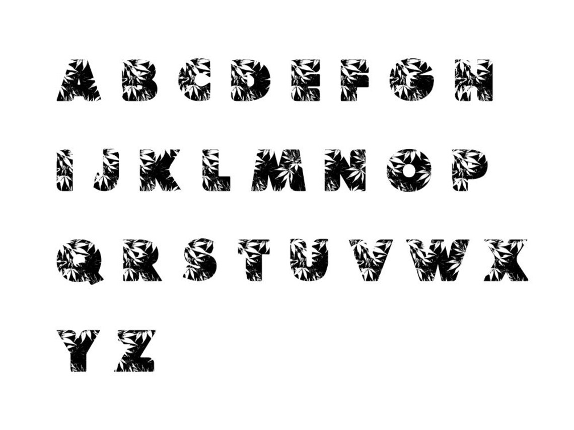 Marijuana Font Filessvg Sillhouttesans Serif Svgsvg Fonts - Etsy