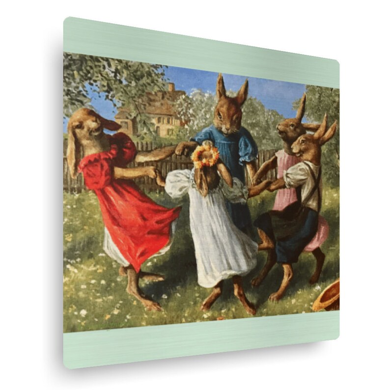 Beautiful Rabbits Dancing Metal Art Child Art Nursery - Etsy