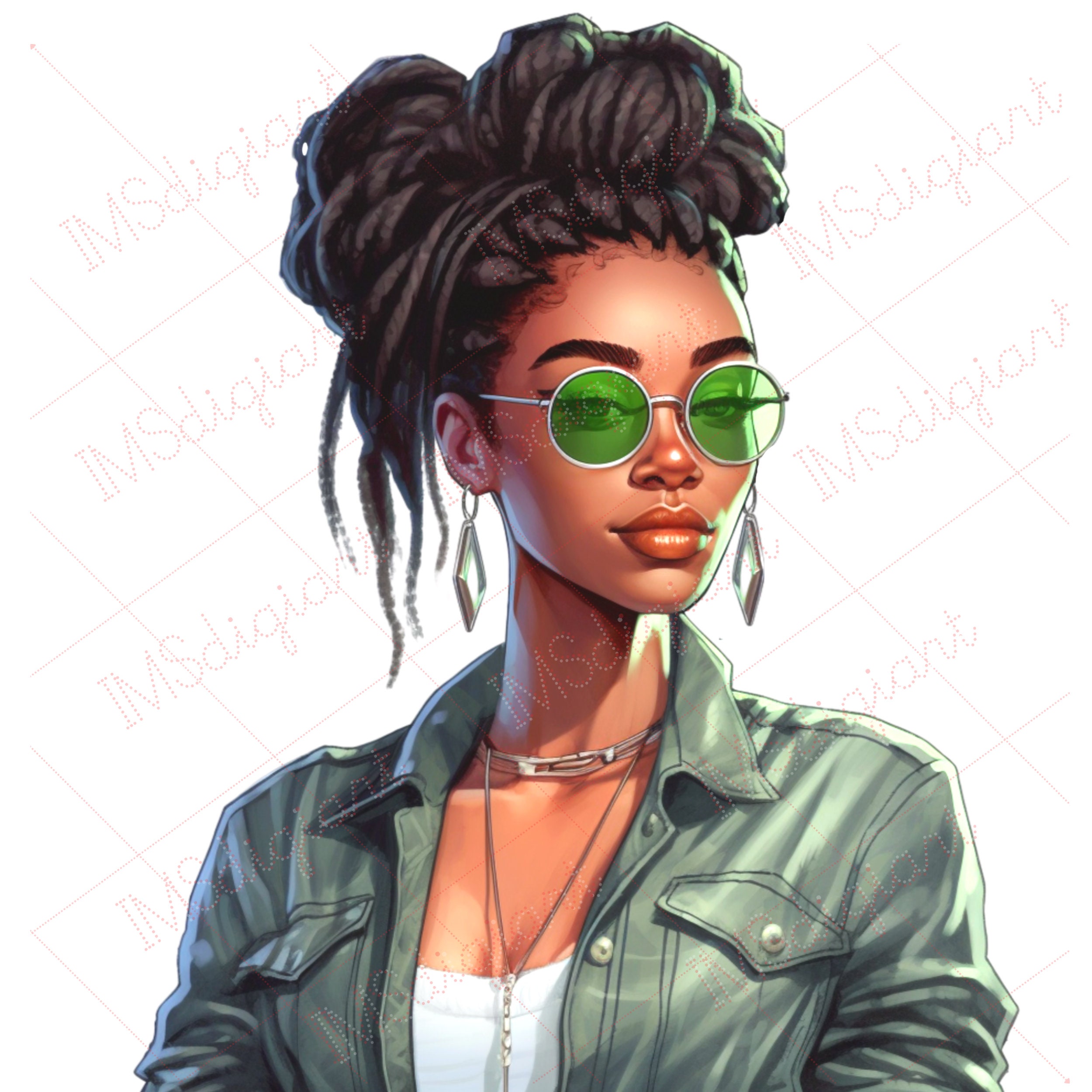 Loc'd Girl PNG | Gorgeous Loc'd Women Wearing Shades | Black Girl Magic ...