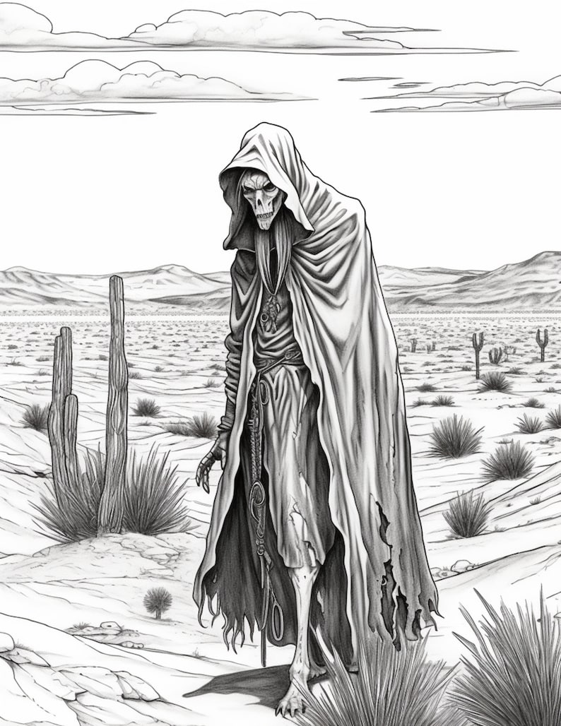 Cryptid Coloring Pages | Horror Adult Digital Coloring Book | Wendigo ...