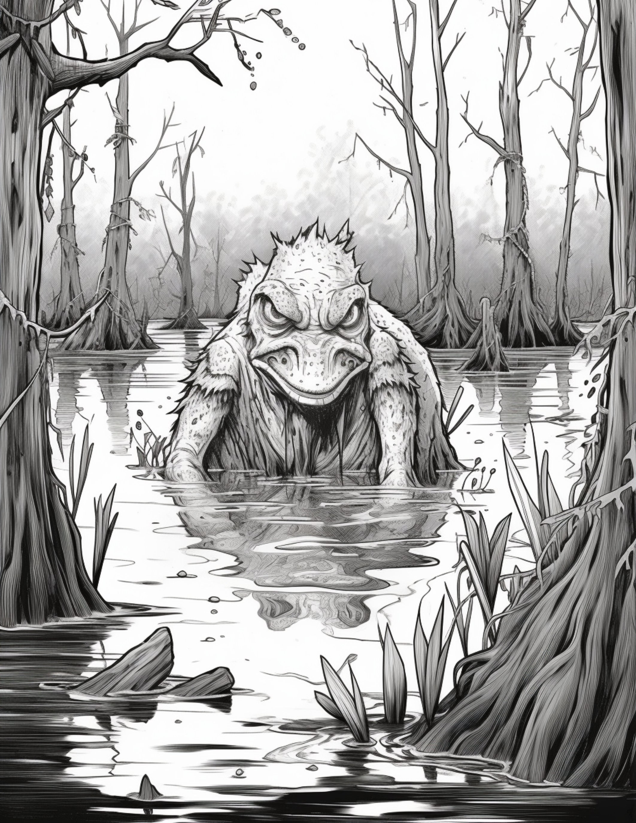 Cryptid Coloring Pages Horror Adult Digital Coloring Book Wendigo