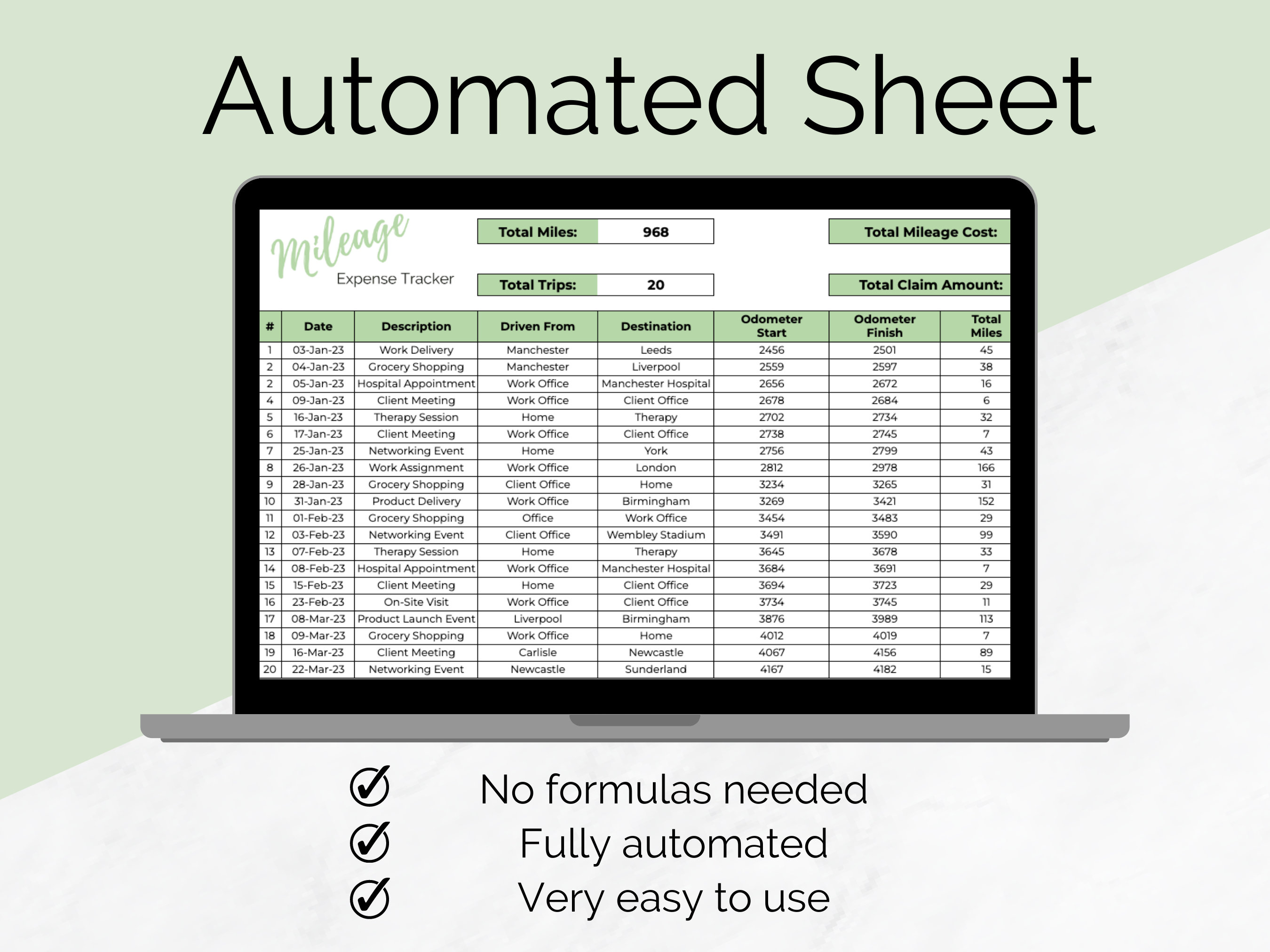 Mileage Expense Tracker, Mileage Log, Mileage Calculator, Mileage ...