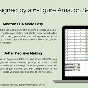 Amazon FBA Spreadsheet USA, FBA Template, Bookkeeping, Sales Tracker ...