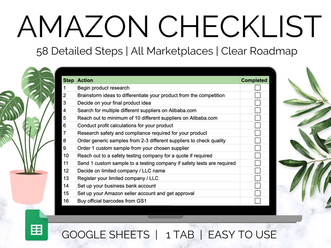 Amazon FBA Checklist, Amazon Checklist, 58 Detailed Steps, FBA Template ...