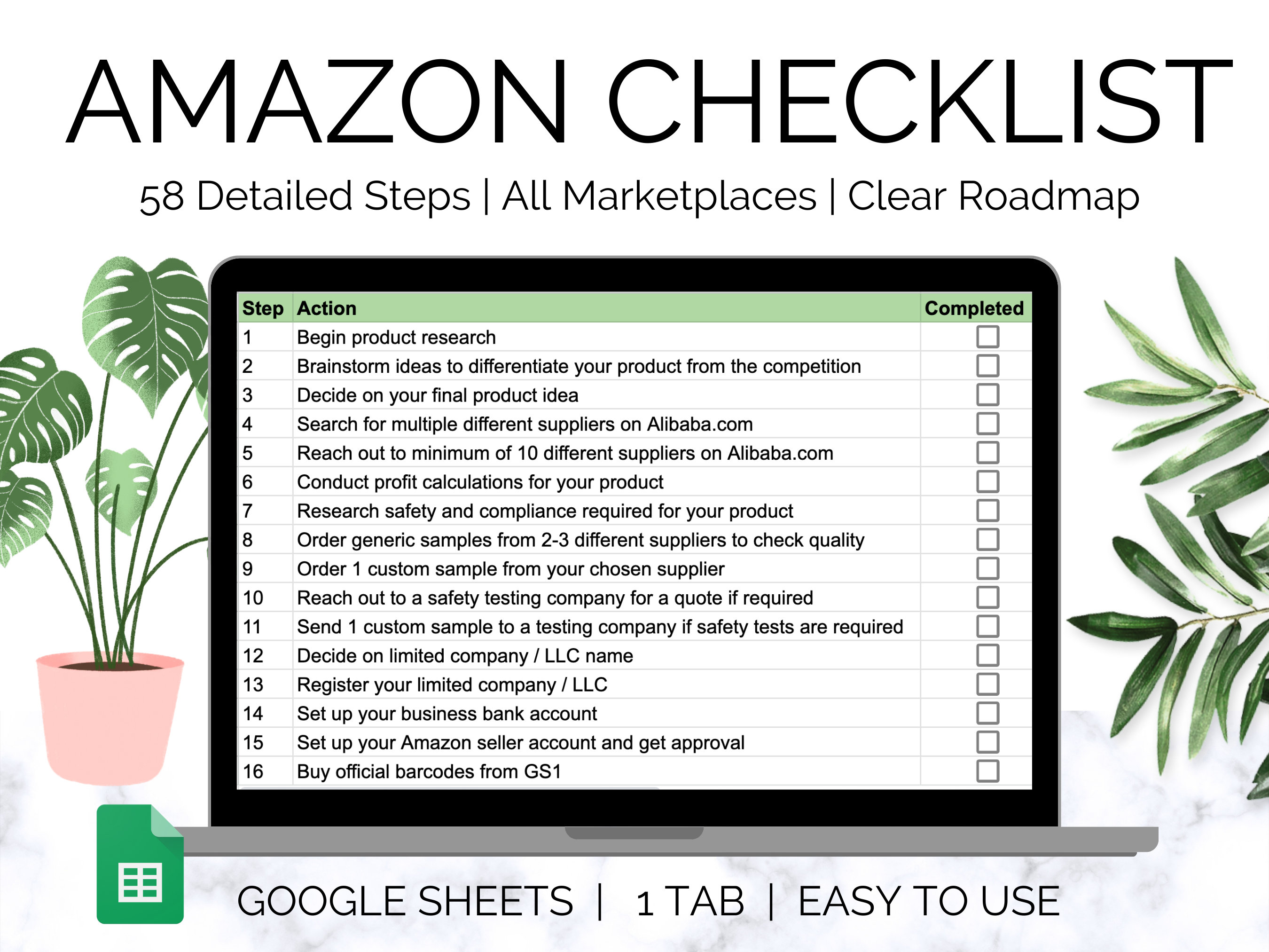 Amazon FBA Checklist, Amazon Checklist, 58 Detailed Steps, FBA Template ...