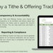 Tithe and Offering Tracker, Tithes Spreadsheet, Tithe Tracker, Church Donations, Tithes and ...