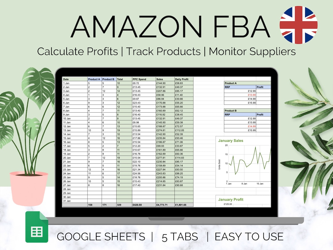 Amazon FBA Spreadsheet UK, FBA Template, Bookkeeping, Sales Tracker ...