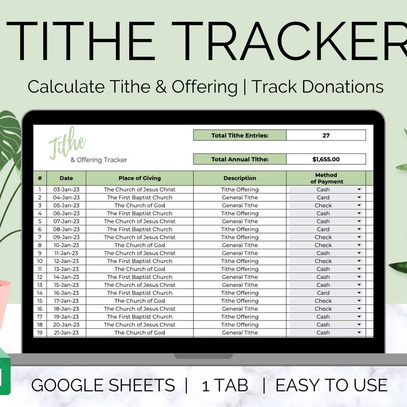 Tithing Spreadsheet - Etsy
