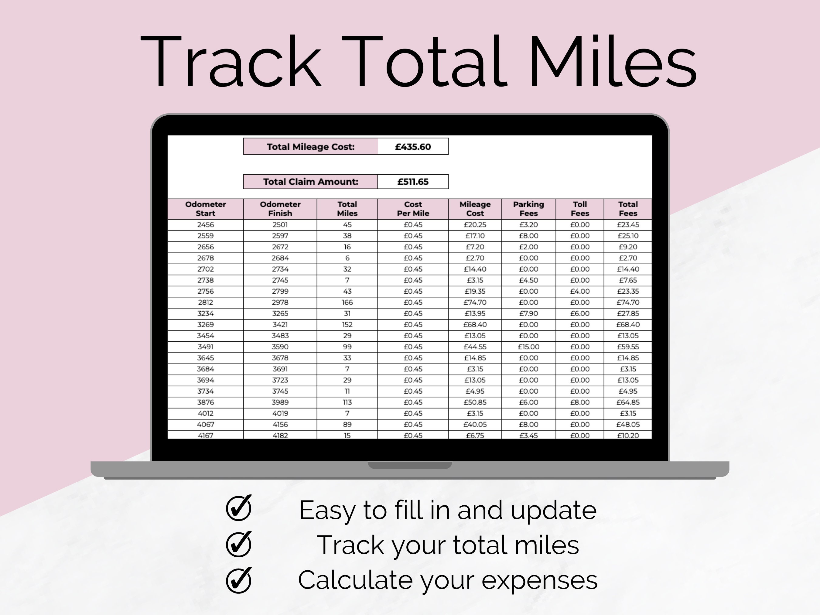 Mileage Expense Tracker, Mileage Log, Mileage Calculator, Mileage ...