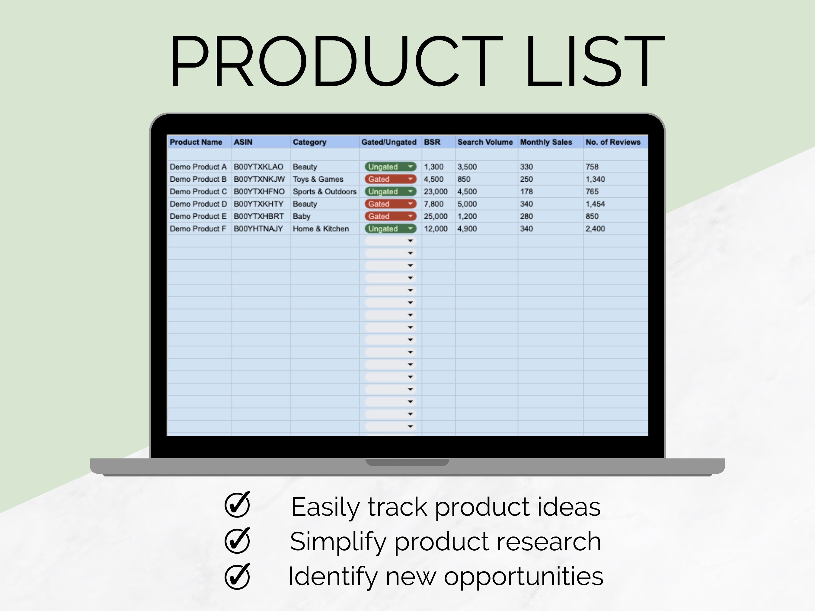 Amazon FBA Spreadsheet USA, FBA Template, Bookkeeping, Sales Tracker ...