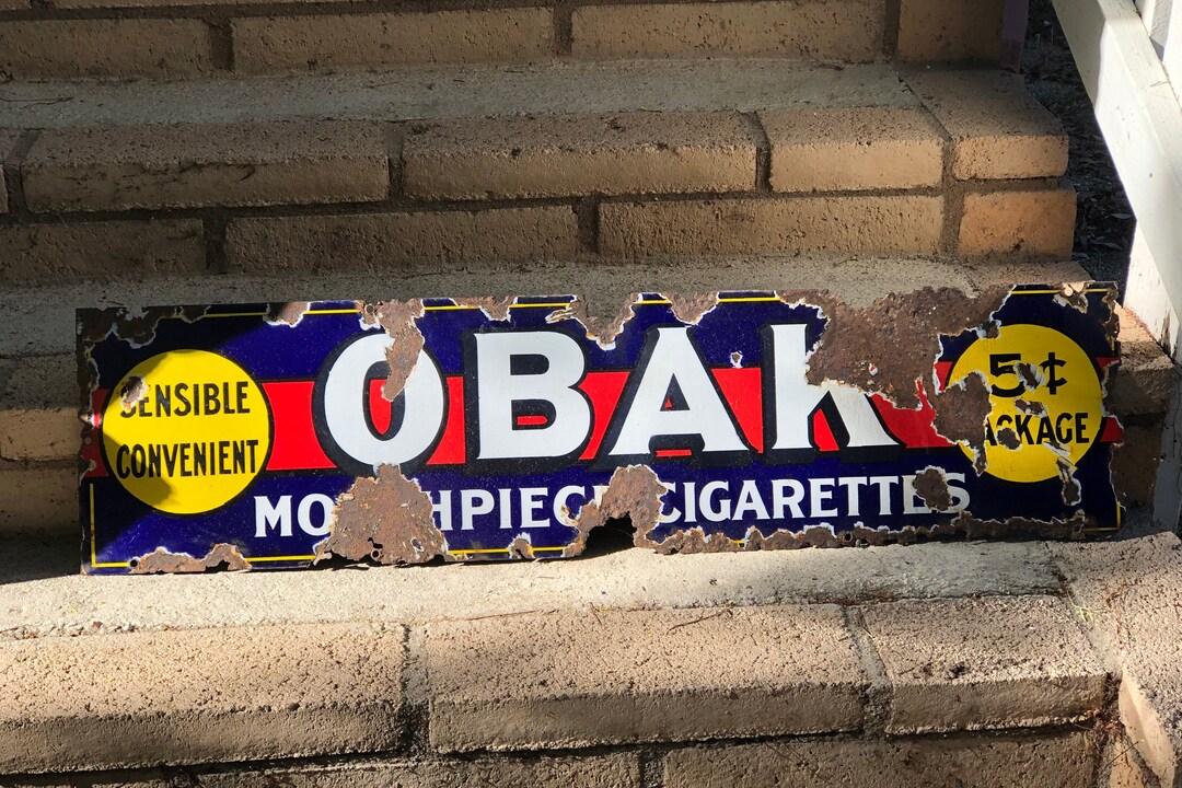 OBAK Cigarettes 40in X 10in Porcelain Sign - Etsy