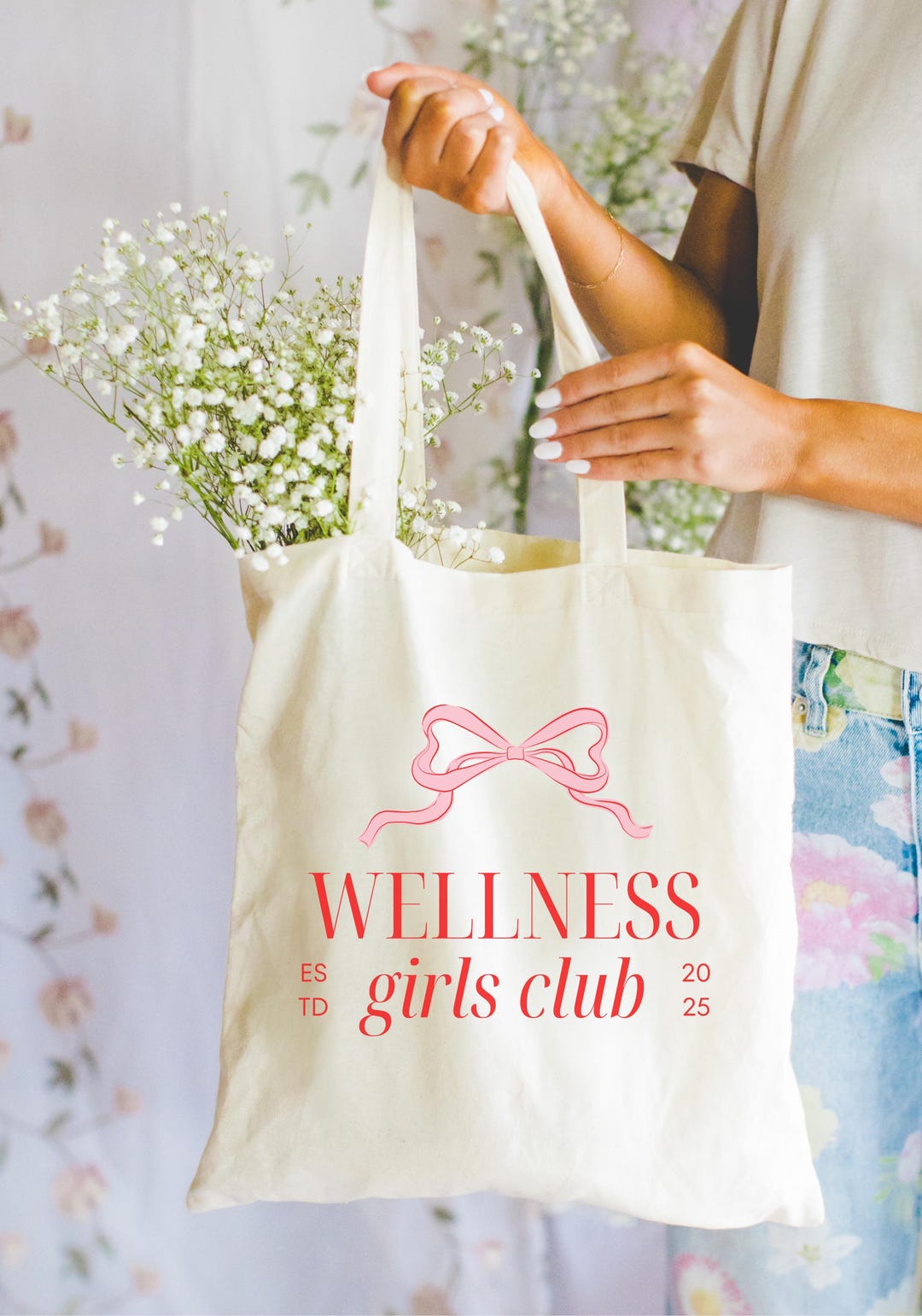 Wellness Girls Club Tote Bag, Minimalist Cotton Canvas - Etsy