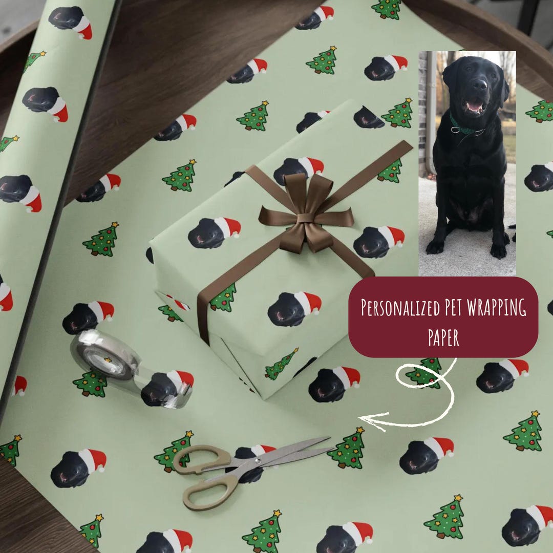 Personalized Pet Christmas Pattern Wrapping Paper | Dog Cat Holiday ...