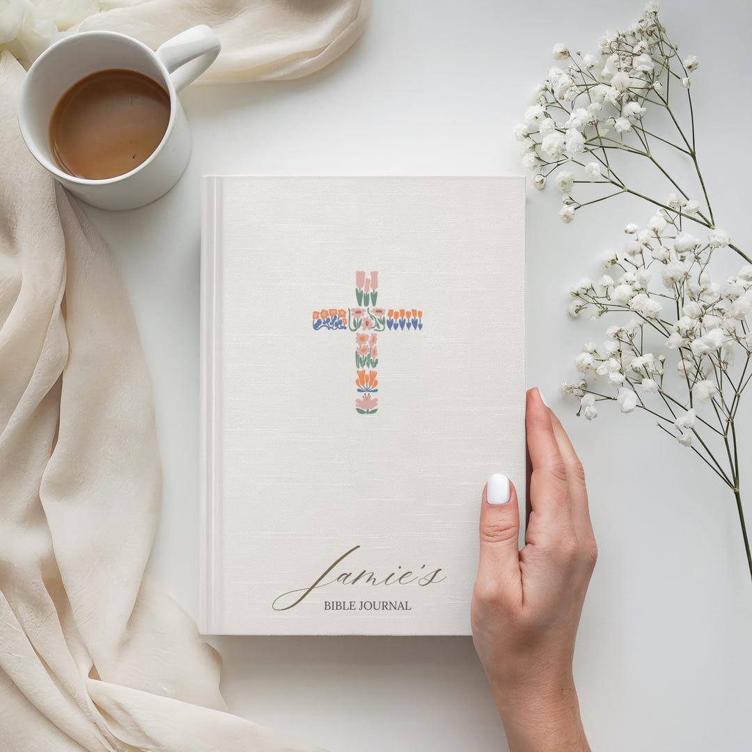 Floral Cross Journal, Personalized Bible Study Notebook - Etsy