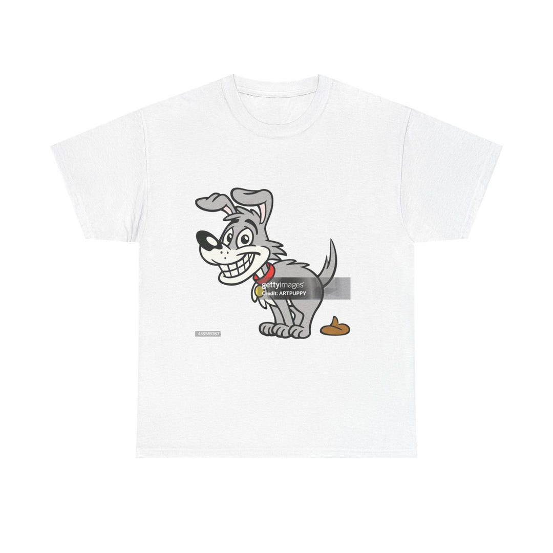Grinning Cartoon Dog Peeing With Pile Tee | Funny Puppy Illustration - Etsy