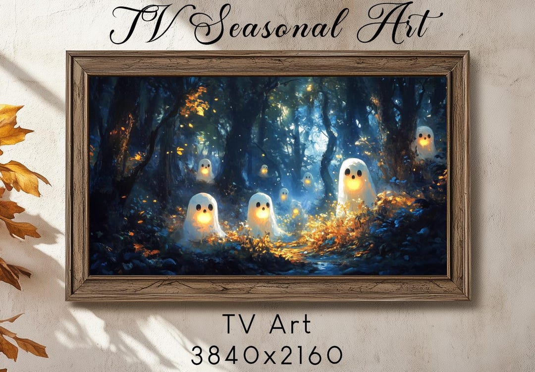 Digital Download Cute Chibi Ghosts in the Forest Samsung Frame TV Art ...