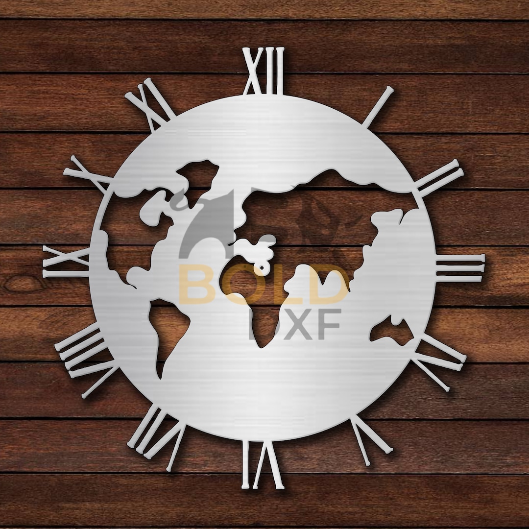 Clock - World Map DXF & SVG - Etsy