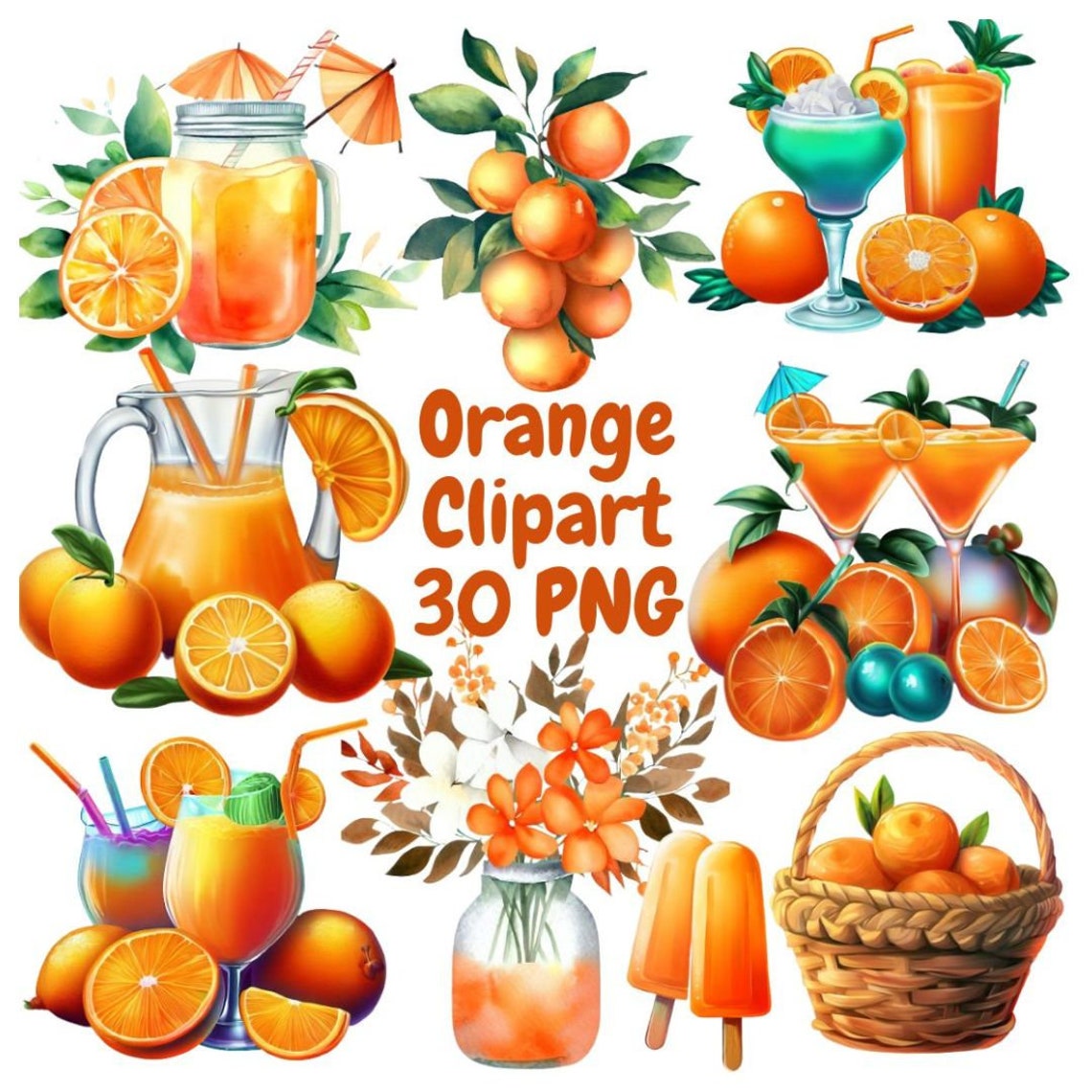 Watercolor Fruits PNG Clip Art Mega-bundle, Fruit Graphics, Transparent ...