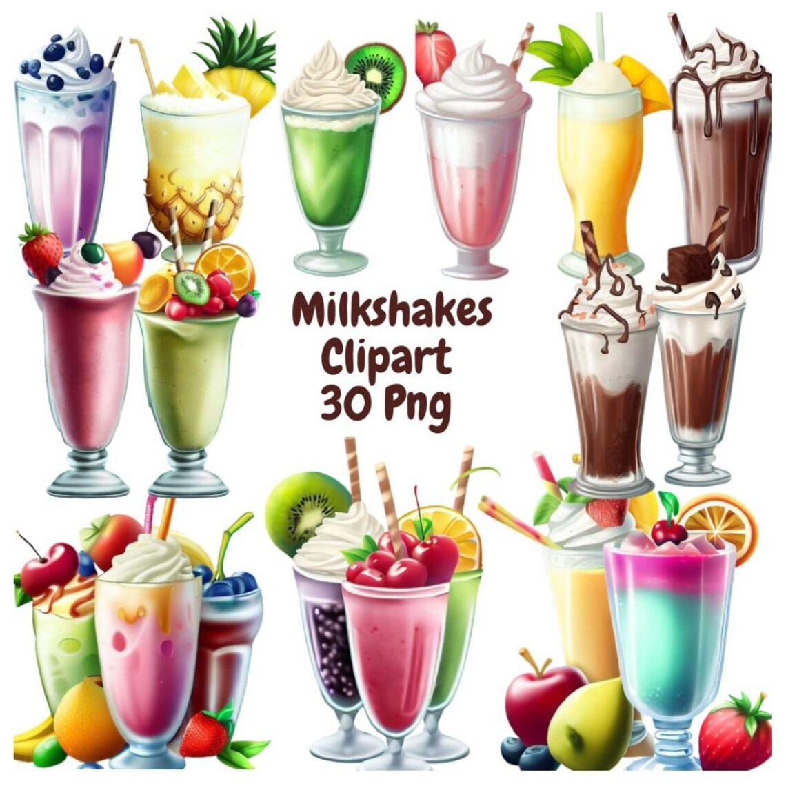 Watercolor Fruits PNG Clip Art Mega-bundle, Fruit Graphics, Transparent ...