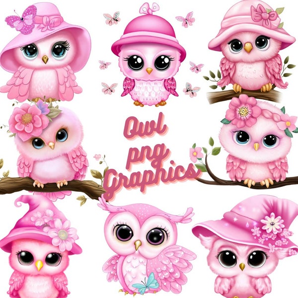 Pink Owl Clipart - Etsy