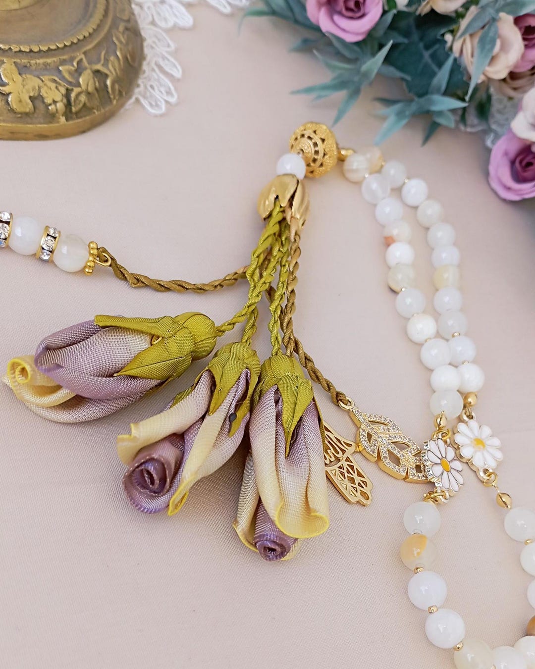 White Stone Tasbih & Bookmark Set, Extravagant Luxury Gift Set, İslami ...