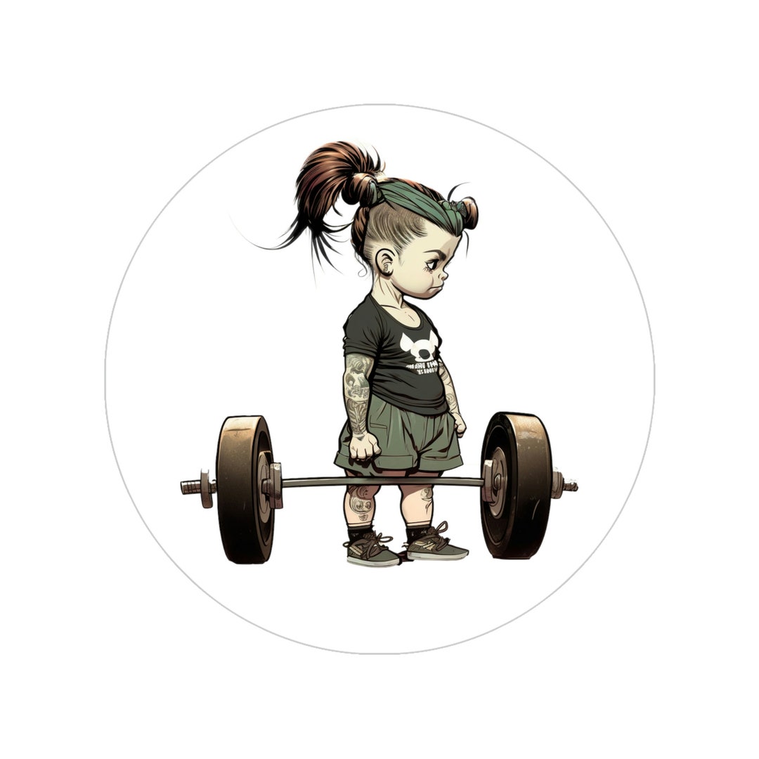 Angry Girl Powerlifting Sticker Cute and Fierce Fitness Decal ...