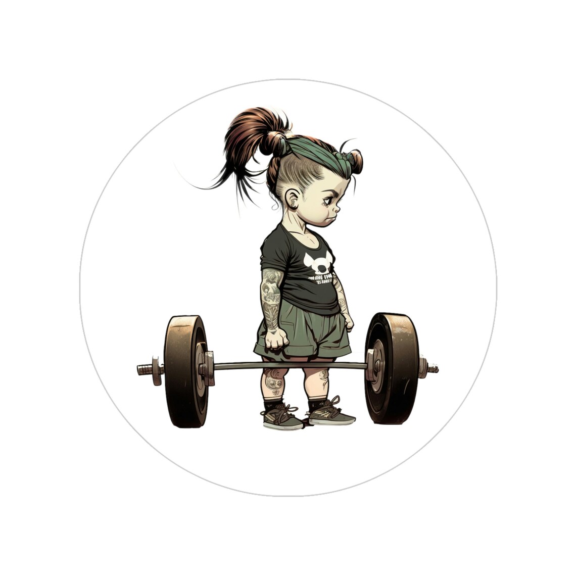 Angry Girl Powerlifting Sticker Cute and Fierce Fitness Decal ...