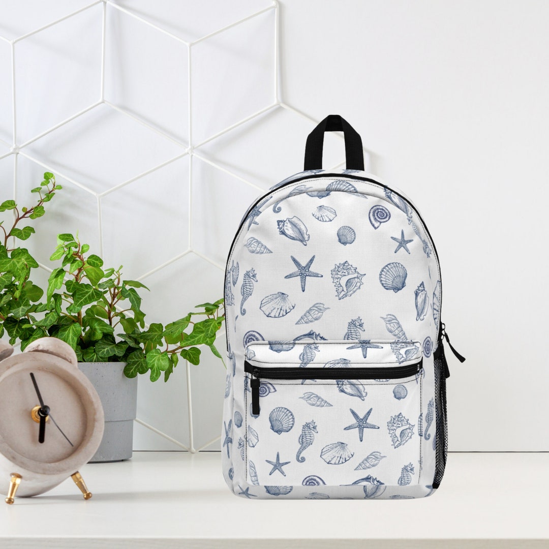 Cute Backpack for Overnight Sleepovers Shell Bag Ocean Themed Bookbag ...
