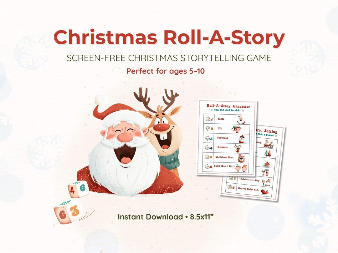 Christmas Roll-a-story Game for Kids 5–10, Screen-free Storytelling ...