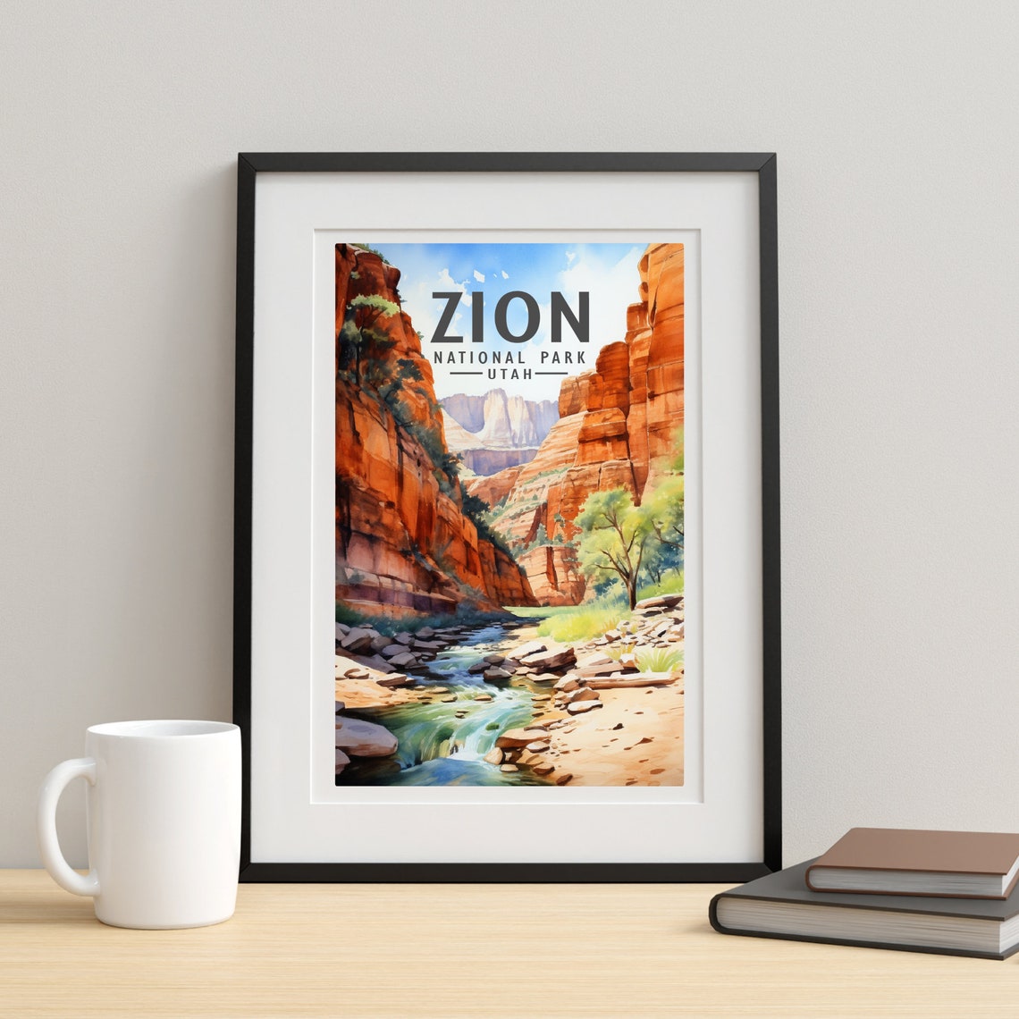 Zion National Park Poster / Southwestern Utah Print / Travel Poster ...