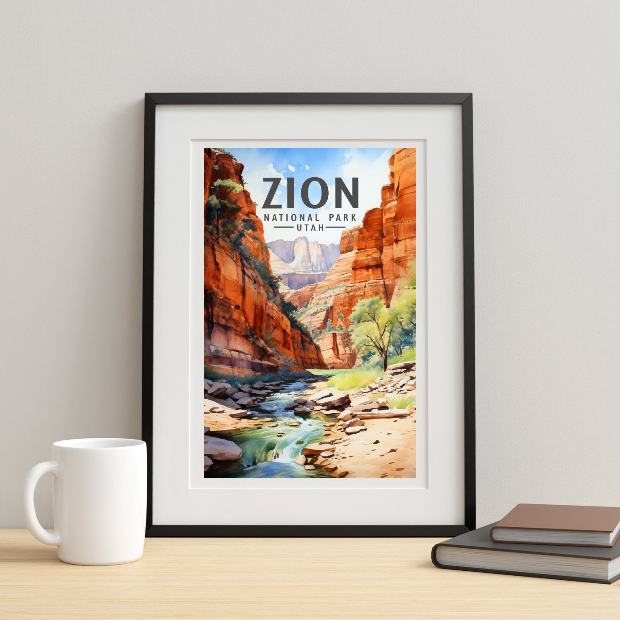 Zion National Park Poster / Southwestern Utah Print / Travel Poster ...