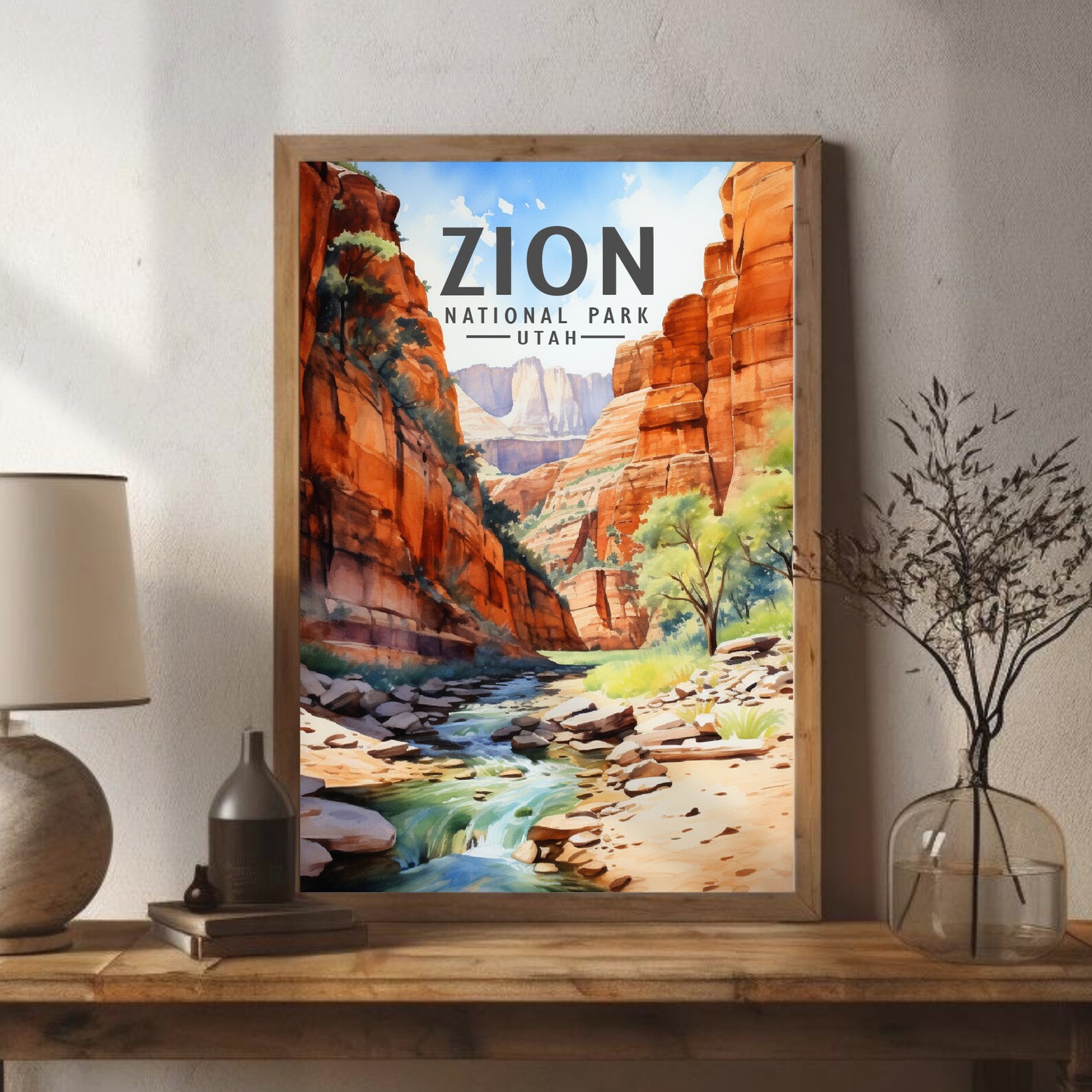 Zion National Park Poster / Southwestern Utah Print / Travel Poster ...
