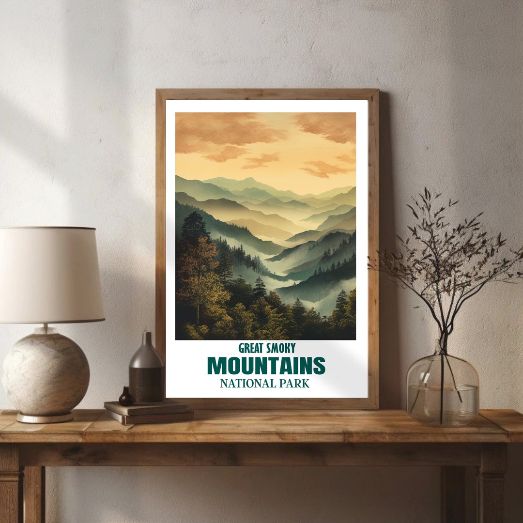 Great Smoky Mountains Travel Poster / the Great Smoky Mountains Wall ...