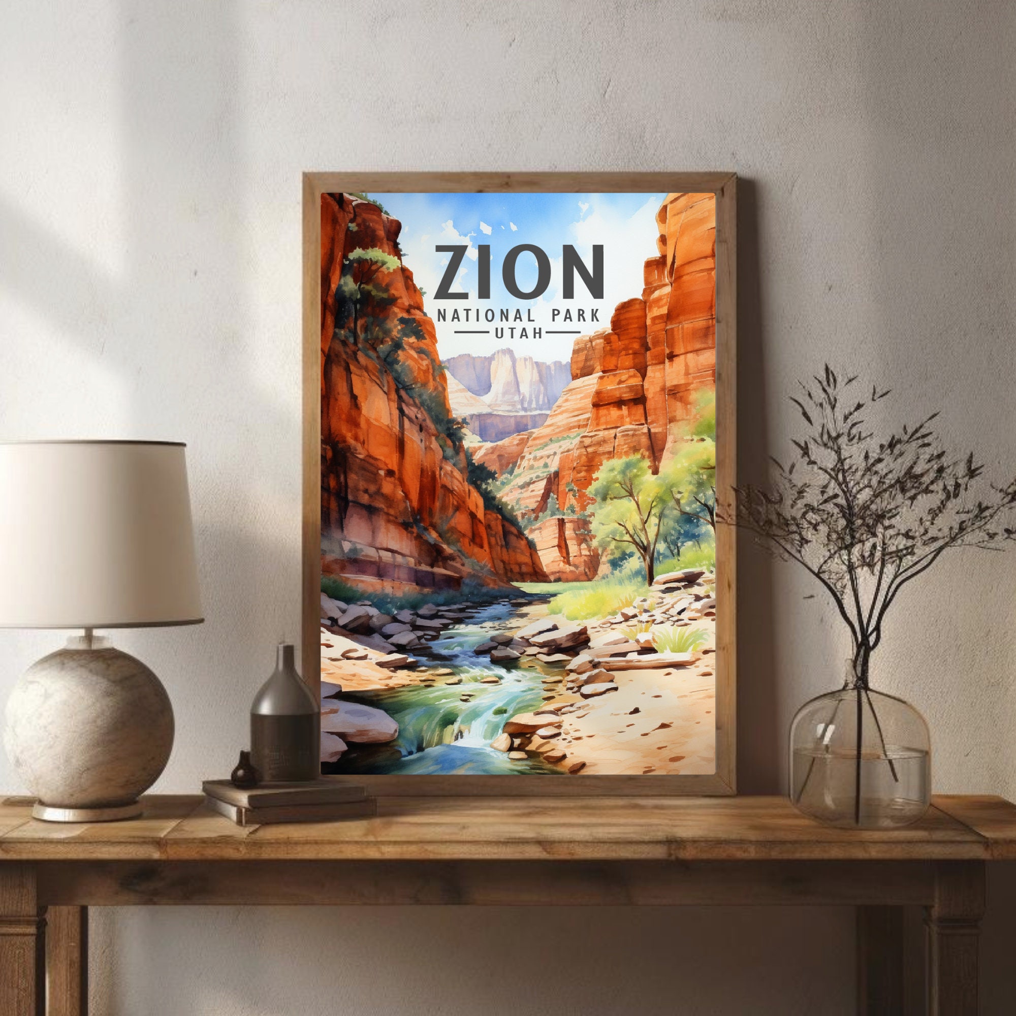 Zion National Park Poster / Southwestern Utah Print / Travel Poster ...