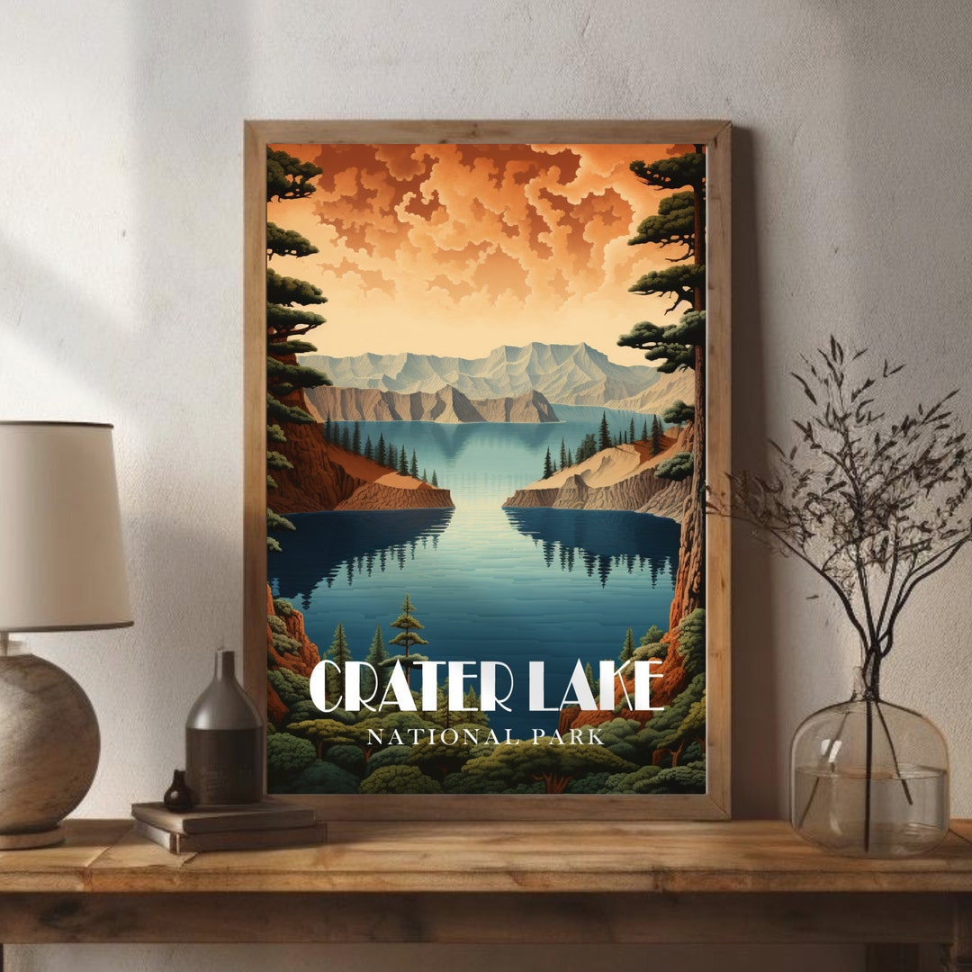 Crater Lake National Park Poster / Crater Lake Print / Oregon / Travel ...
