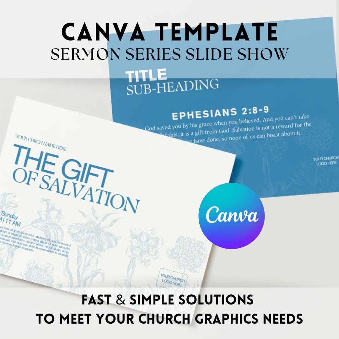 Blue, Modern Slide Show Template for Sermon Series | CANVA TEMPLATE ...