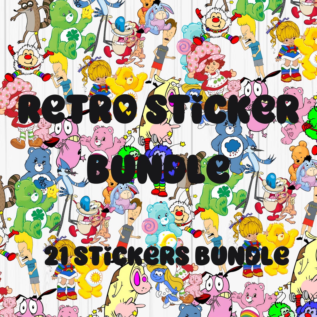 21 Retro Cartoon Sticker Bundle, Sticker Pack, Retro Stickers, Tumbler ...