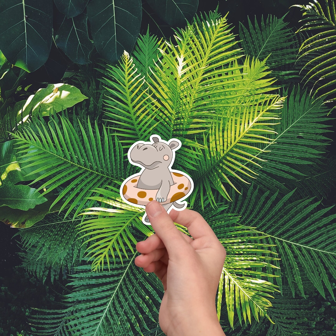 Hippo Sticker, Water Bottle Sticker, Cute Hippo Sticker, Hippo Decal ...